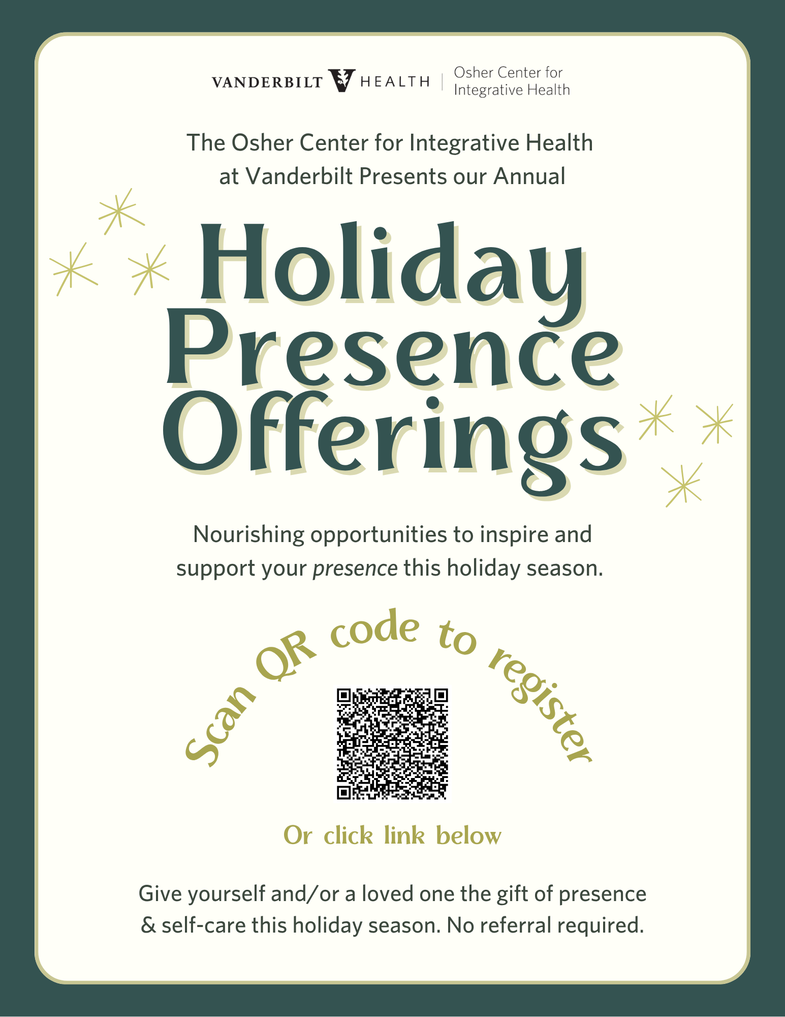 Osher Center Holiday Presence Offerings announced; VUMC employees ...