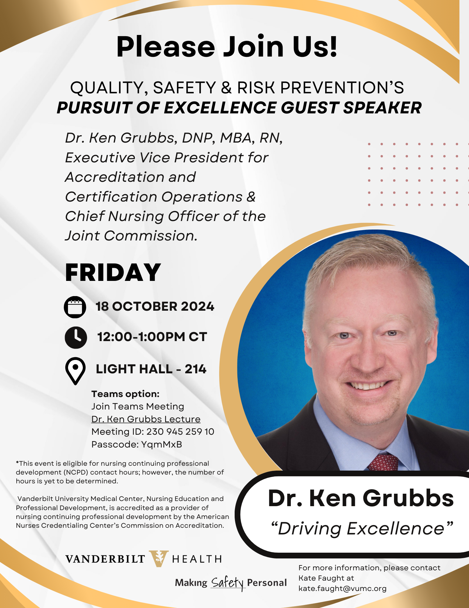 Ken Grubbs, chief nursing officer of the Joint Commission, to speak Oct ...