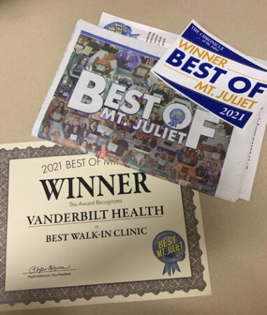 Vanderbilt Health Walk-In Clinic named best in Mt. Juliet - VUMC News