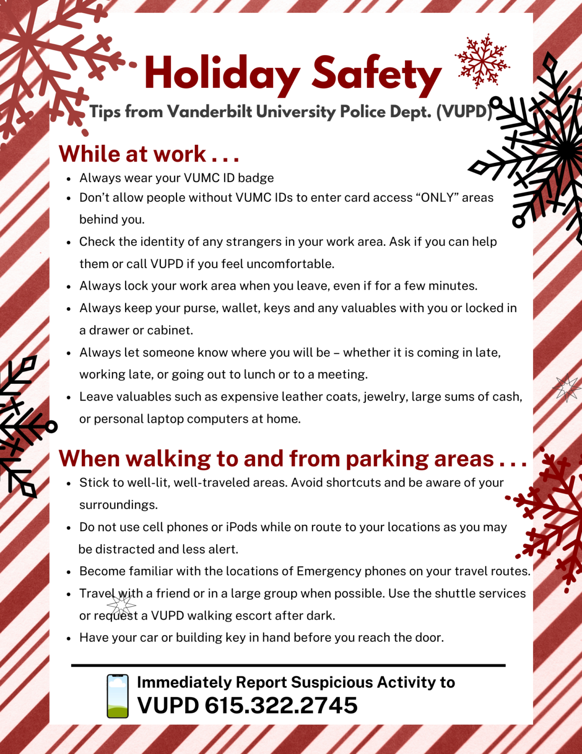 Holiday safety tips from Vanderbilt University Police - VUMC News