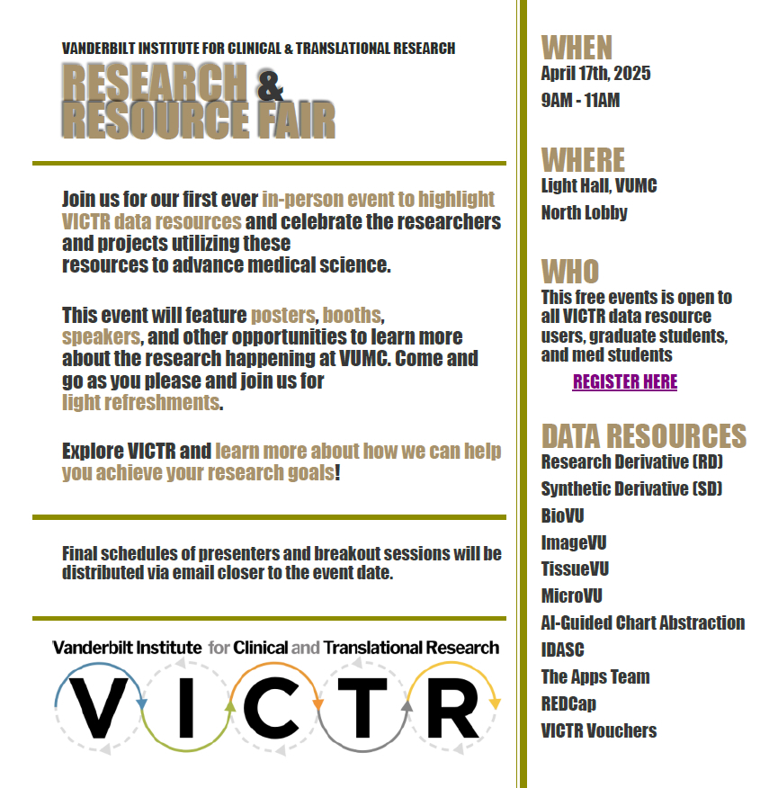 VICTR Research and Resource Fair set for April 17 - VUMC News