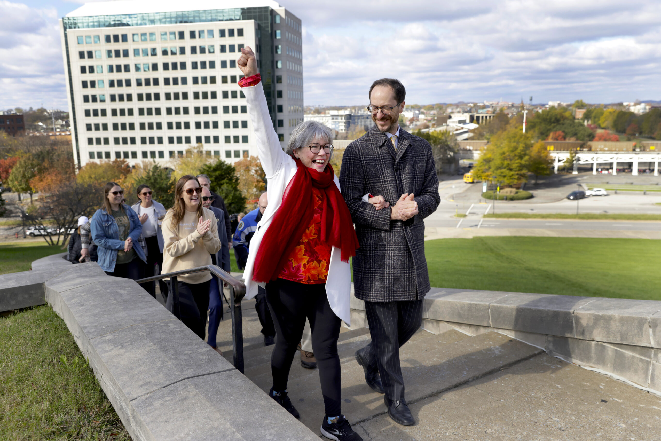 Two years after being hit by a car crossing James Robertson Parkway ...